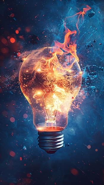 Dynamic Light Bulb Explosion On Dark Blue Background Creative Idea