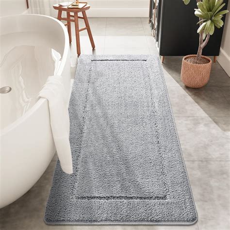 Homore Grey Bathroom Rugs 24x60 Inch Non Slip Washable Bathroom Runner Rug Soft