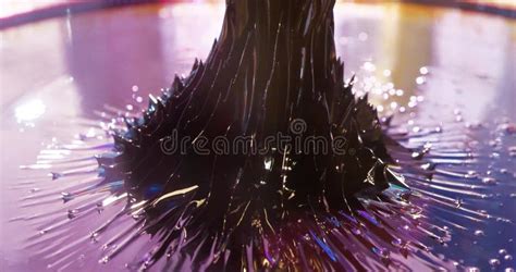 Ferromagnetic Fluid Viscous Ferrofluid Spike Like Shape Stock Footage