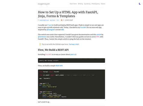 Fastapi Html By Eugeneyan A Undefined Template Built At Lightspeed