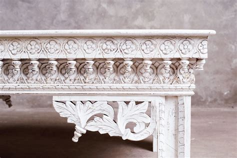 Mesa Rectangular Madera Tallada Tienda Himalaya