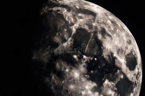 Detailed View Of The Moon With Craters And Surface Features Visible Stock Illustration