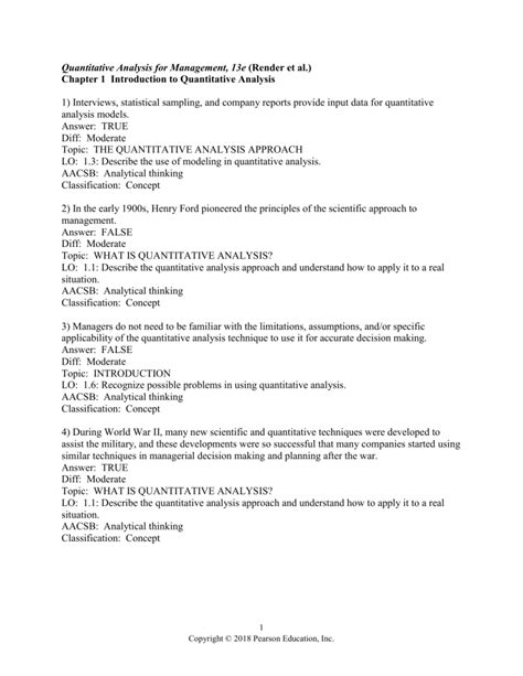 Quantitative Analysis Test Questions Chapter 1