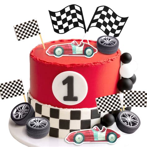Race Car Cake Decorations 28 Piece Set Racing Theme Party Supplies