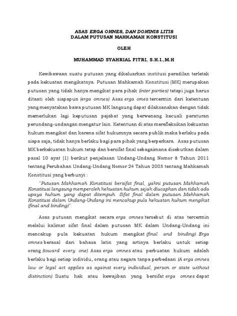Asas Erga Omnes And Dominis Litis Pdf