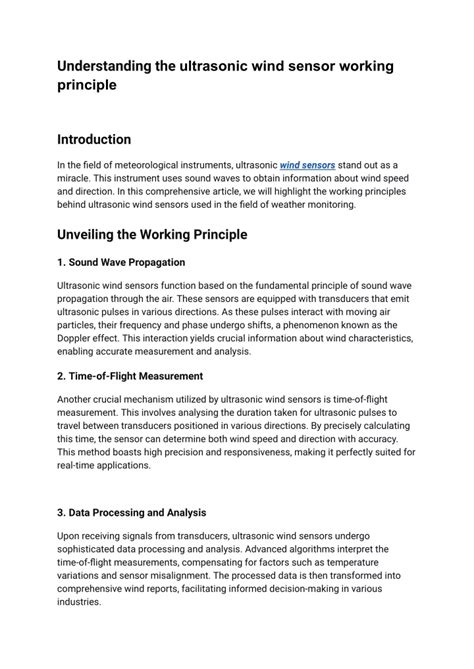 Ppt Understanding The Ultrasonic Wind Sensor Working Principle