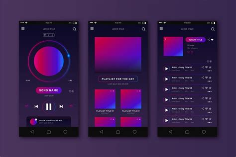음악 플레이어 앱 인터페이스 무료 벡터