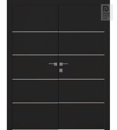 Optima 4h Black Matte Modern Interior Double Swing Doors For 918 00 Door Design Lab