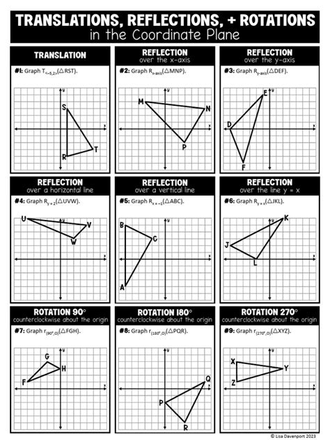 Translation Reflection And Rotations Pdf Cartesian Coordinate