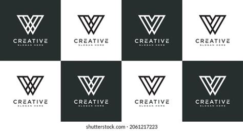 Set Initials Letter W Logo Vector Stock Vector Royalty Free