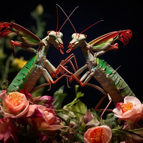 Premium Ai Image Graceful Predators Highspeed Macro Shot Of Praying