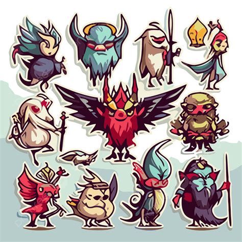 게임 캐릭터 일러스트 스티커 시리즈 클립 아트 벡터 고립 된 만화 신화 생물과 스티커 디자인 상표 캐릭터 일러스트 Png 일러스트 및 벡터 에 대한 무료 다운로드