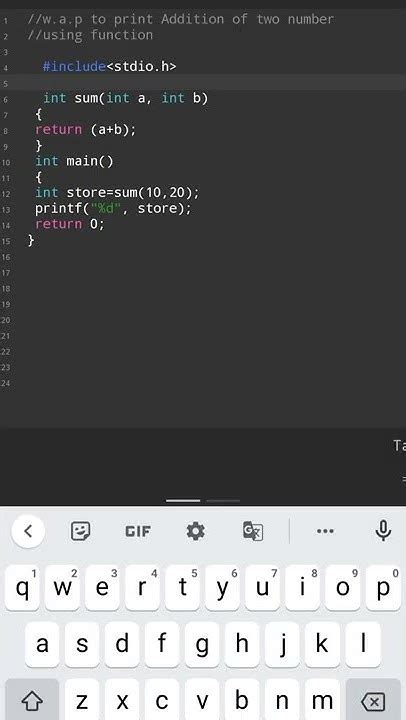 Wa P To Print Addition Of Two Number Using Functionshort
