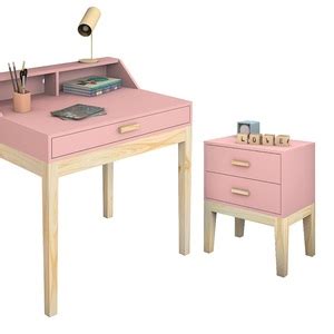 Conjunto Mesa De Cabeceira 2 Gavetas Mesa De Estudo 1 Gavetas Para