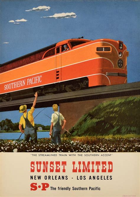 Unknown Original Vintage Poster Southern Pacific Railroad Streamlined