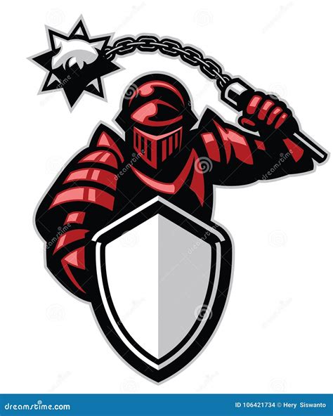 Knight With Shield And Spiky Ball Weapon Stock Vector Illustration Of Spiky Warrior 106421734