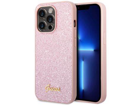Guess Glitter TPU Case Roze IPhone Pro Max Hoesje
