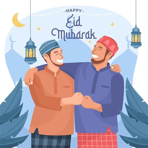 Brother Celebrating Eid Mubarak Together 2124224 Vector Art At Vecteezy