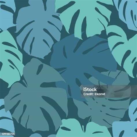 손바닥은 매끄러운 패턴으로 어두운 녹색 배경에 실루엣을 남깁니다 0명에 대한 스톡 벡터 아트 및 기타 이미지 0명 꽃무늬 다중 색상 Istock