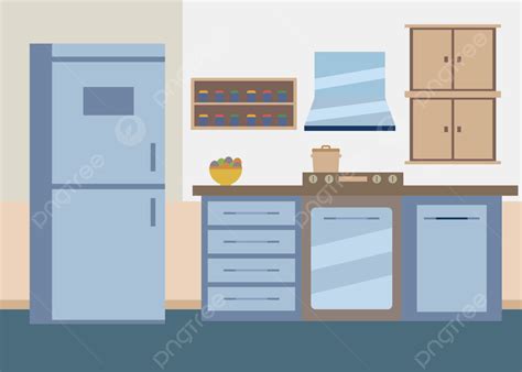 현대적 인 스타일 편안 한 주방 삽화 부엌 냉장고 요리 도구 배경 일러스트 및 사진 무료 다운로드 Pngtree