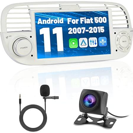 Hikity Android 11 Autoradio Pour Fiat 500 2007 2015 CarPlay Sans Fil