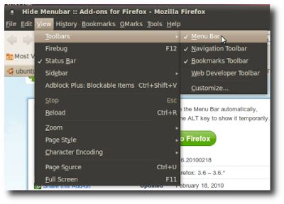 Web Log S Juuier Hide Menubar