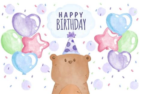Акварель день рождения фоновая тема Премиум векторы Happy Birthday