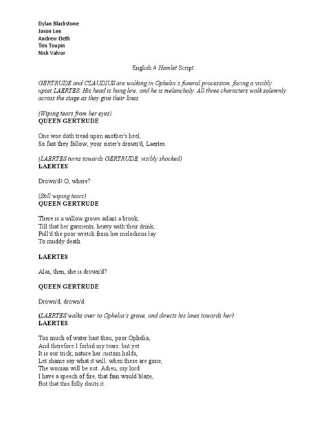 Hamlet Final Script Pdf Hamlet Shakespearean Tragedies