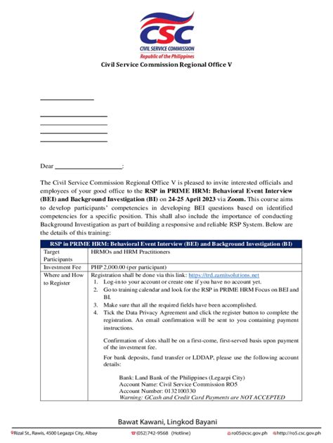 Fillable Online Csc Regional Office V Fax Email Print Pdffiller
