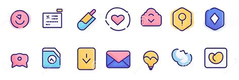 Modern Digital Icons Representing Various App Functionalities In Vibrant Colors And Simple
