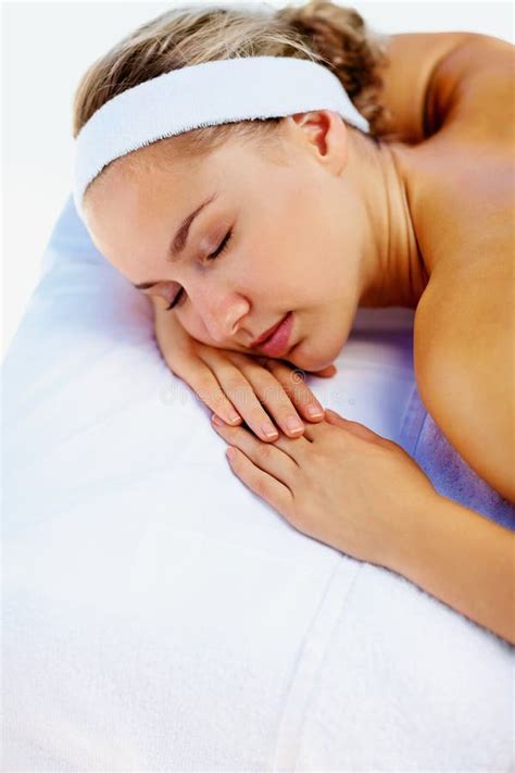 Spa Massage And Woman Sleeping Ready For Back Care For Wellness And