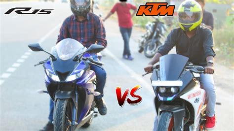 Ktm Rc 200 Vs Yamaha R15 V3 Drag Race Highway Battle Youtube