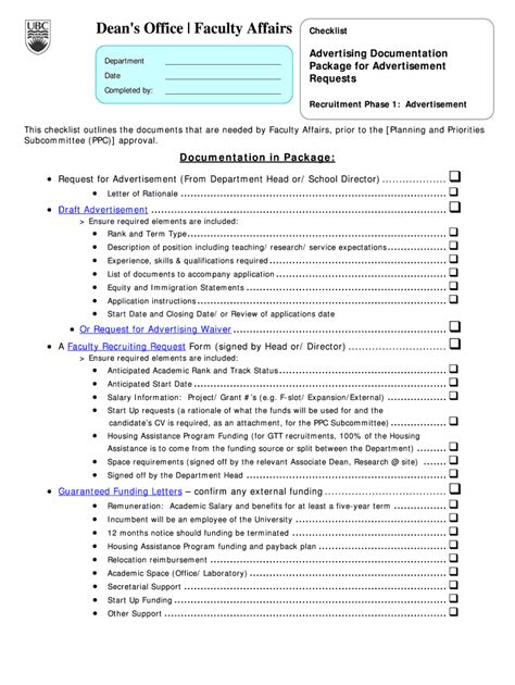 Fillable Online Mednet Med Ubc Template Advertising Checklist May