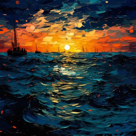 Premium Ai Image Celestial Palette Night Seas And Sunrise At Sea