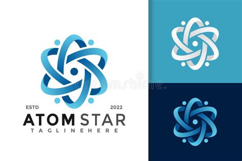 A Modern Atom Nucleus Logo In Red Stock Vector Illustration Of