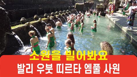 발리 추천 여행지 우붓의 띠르타 엠풀 사원에서 소원을 빌어봐요 Youtube