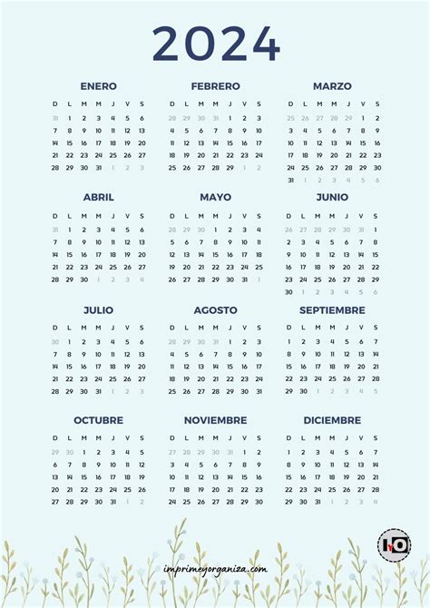 Calendarios Anuales 2024 Imprime Y Organiza