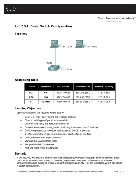Lab 2 5 1 Basic Switch Configuration Pdf Network Switch Cisco Certifications
