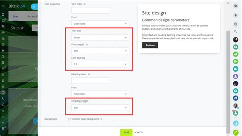 Thay đổi thiết kế trong Bitrix Trang web và Cửa hàng Bitrix Support
