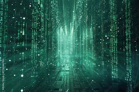 Green Numerical Data Streams In A Cascading Matrix Pattern Dominate A Boundless Digital