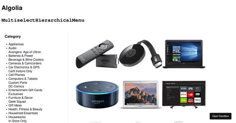 React Instantsearch Widget Multiselect Hierarchical Menu Codesandbox