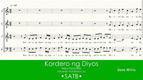Kordero Ng Diyos Misa Pastorela • Satb Youtube