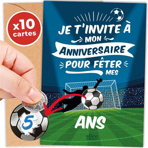 Gebetter 12pc Carte Invitation Thème Football Garçon Fille Enfant Pour
