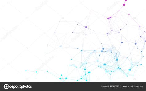 Abstract Composition With Connecting Dots And Lines On The White Backround Futuristic Geometric