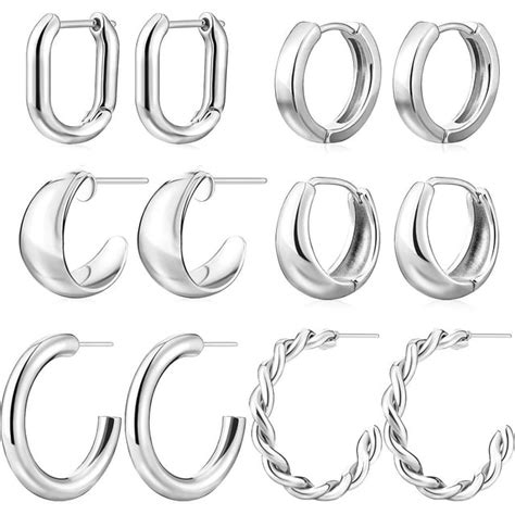 Gold Hoop Earrings Set For Women 14k Gold Plated Hypoallergenic