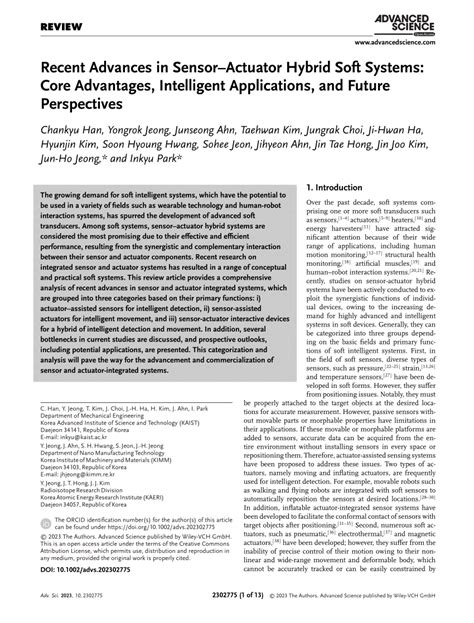 pdf recent advances in sensor actuator hybrid soft systems core