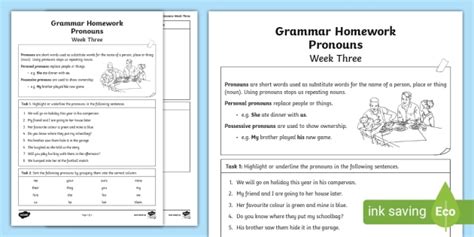 Grammar Homework Week Three Teacher Made