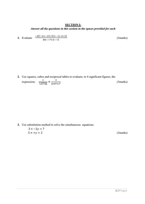 Form 2 Mathematics End Of Term 1 Examination 2025 3819