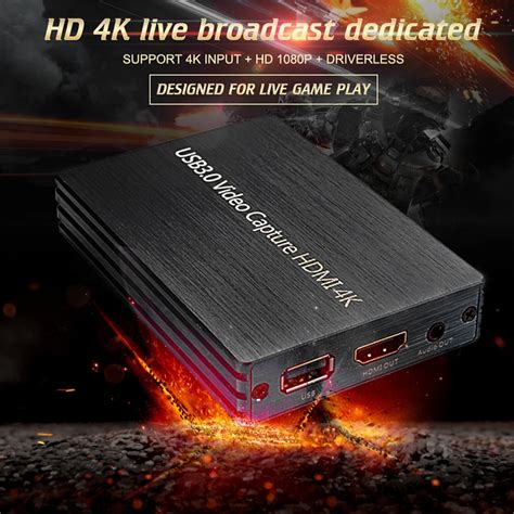 회색 Hdmi 비디오 캡처 장치 4k Hdmi Usb30 1080p 게임 캡처 카드 게임 레코더 라이브 스트리밍을위한 휴대하기