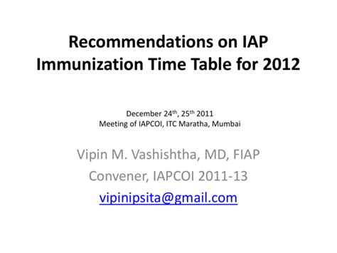 Vmv Iap Immunization Timetable 2012